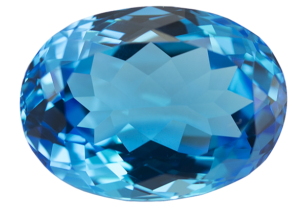 Topaze bleue swiss blue (traité), 18.40 ct, Ovale, Facetté - Gemfrance.com